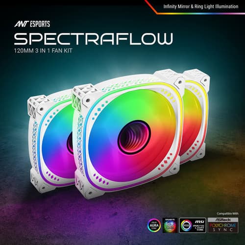 Ant Esports Spectraflow ARGB Triple Pack White Cabinet Fan