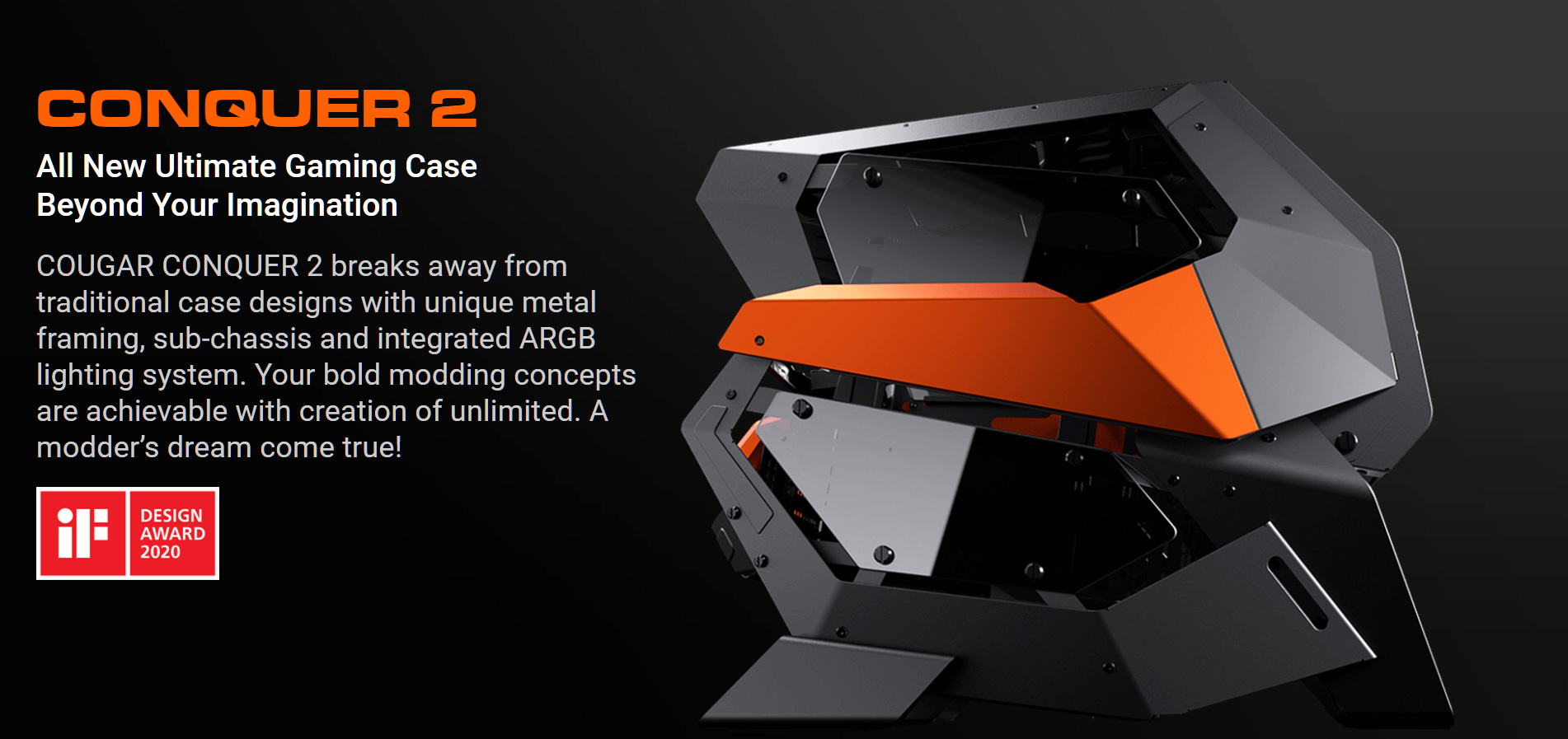 Cougar Conqurer 2 ARGB | ATX - Full Tower Cabinet (Black)